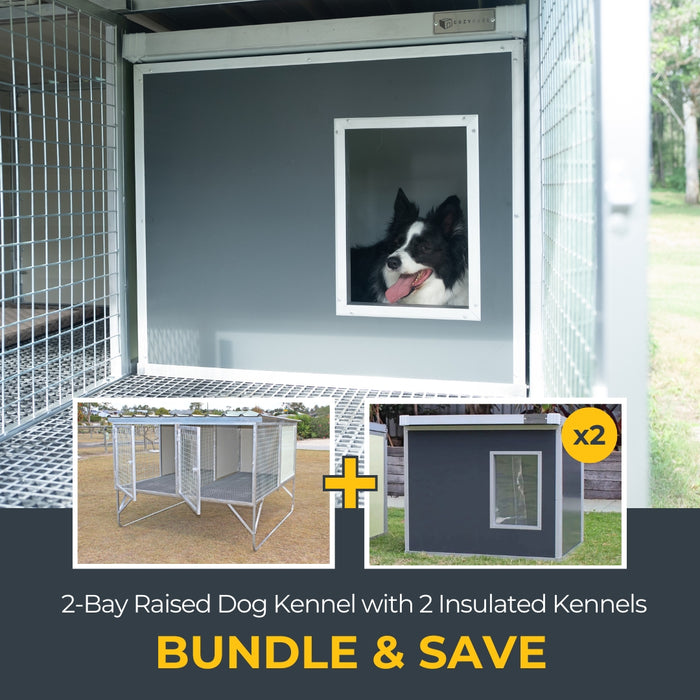 2-Bay Raised Safety Kennel with CozyCubes Bundle